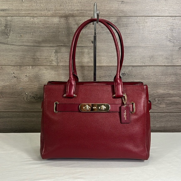 Coach | Bags | Coach Carryall Swagger Red Pebbled Leather 36488 Satchel ...